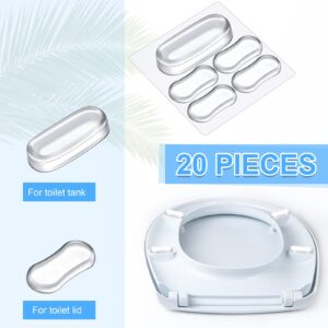 20 Pieces Toilet Seat Bidet Replacement Kit Quiet Soft, Silicone Rubber Lid Bumper Universal Toilet Seat Bumper for Bidet Attachment with Strong Adhesive for Families, Hotels, School Toilet