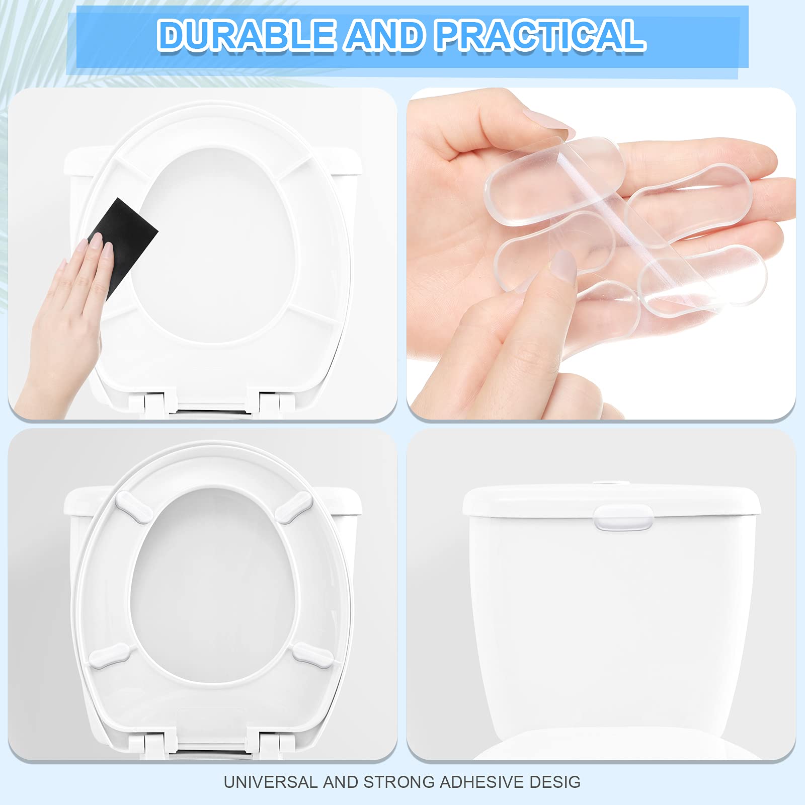 20 Pieces Toilet Seat Bidet Replacement Kit Quiet Soft, Silicone Rubber Lid Bumper Universal Toilet Seat Bumper for Bidet Attachment with Strong Adhesive for Families, Hotels, School Toilet