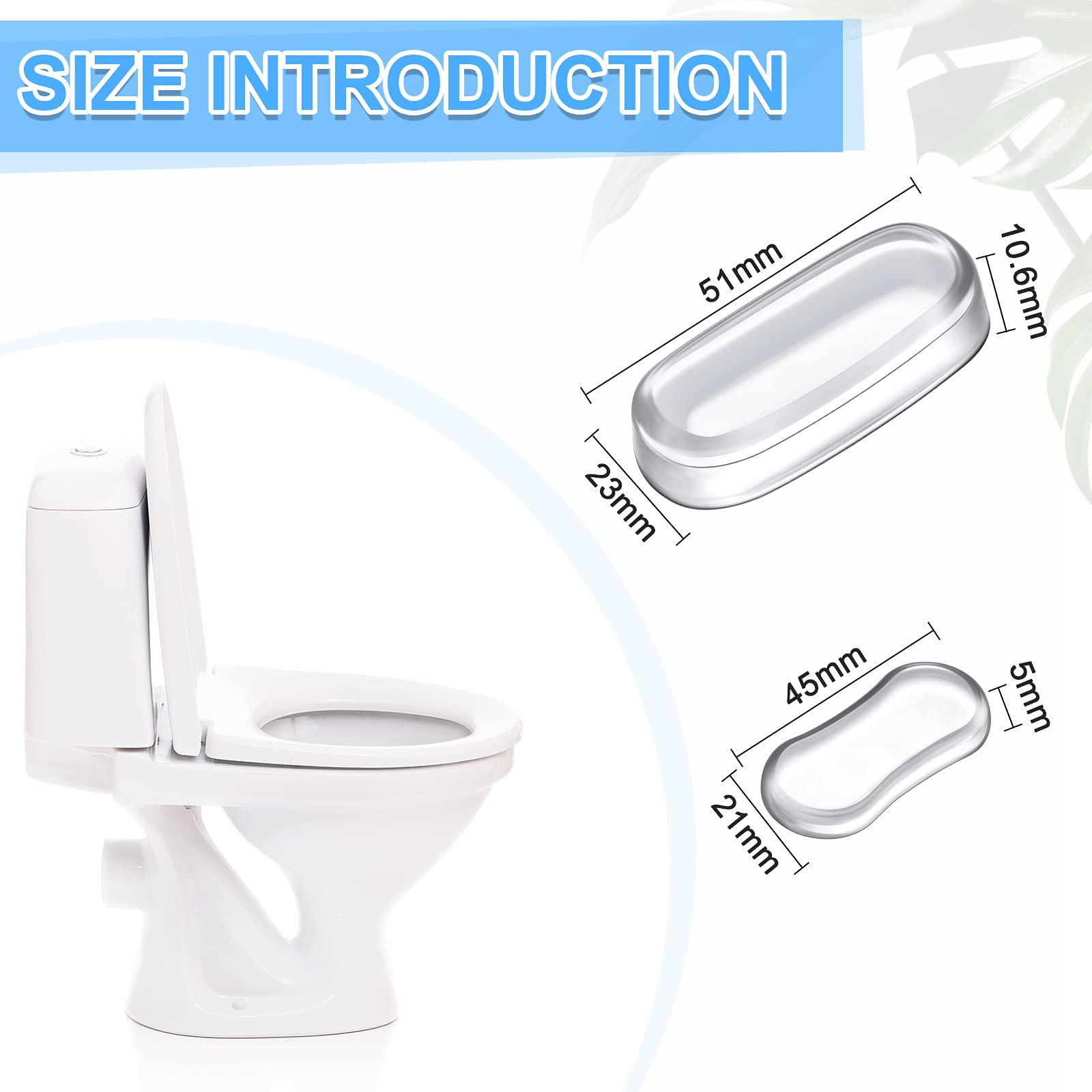 20 Pieces Toilet Seat Bidet Replacement Kit Quiet Soft, Silicone Rubber Lid Bumper Universal Toilet Seat Bumper for Bidet Attachment with Strong Adhesive for Families, Hotels, School Toilet