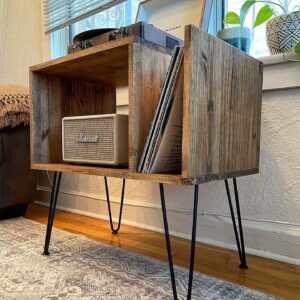 Table For Record Player Stand Cabinet MCM Mid Century Modern with Hairpin Legs