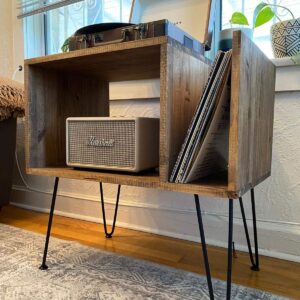 Table For Record Player Stand Cabinet MCM Mid Century Modern with Hairpin Legs