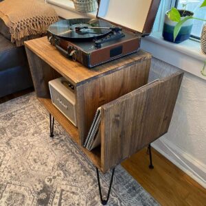 Table For Record Player Stand Cabinet MCM Mid Century Modern with Hairpin Legs