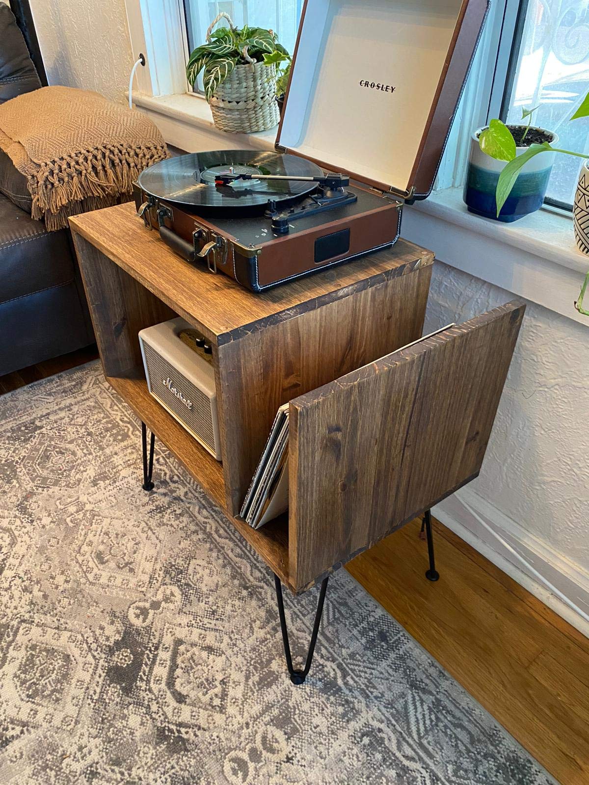 Table For Record Player Stand Cabinet MCM Mid Century Modern with Hairpin Legs