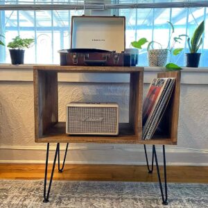 Table For Record Player Stand Cabinet MCM Mid Century Modern with Hairpin Legs