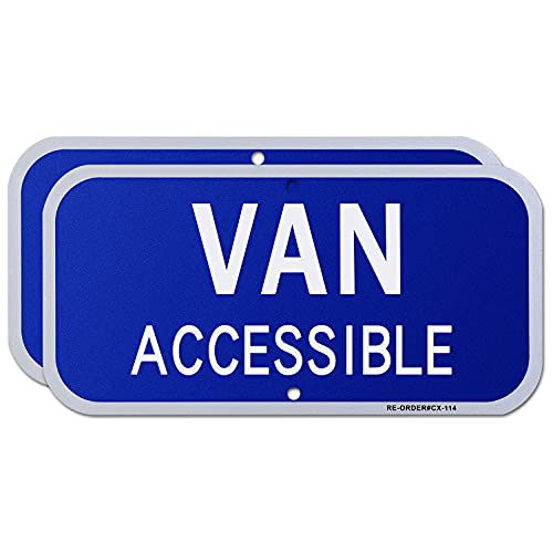 MUXYH Van Accessible Sign 2 Pack, Handicap Parking Sign, 6" x 12" Engineer Grade Reflective Aluminum, Waterproof, Easy to Mount