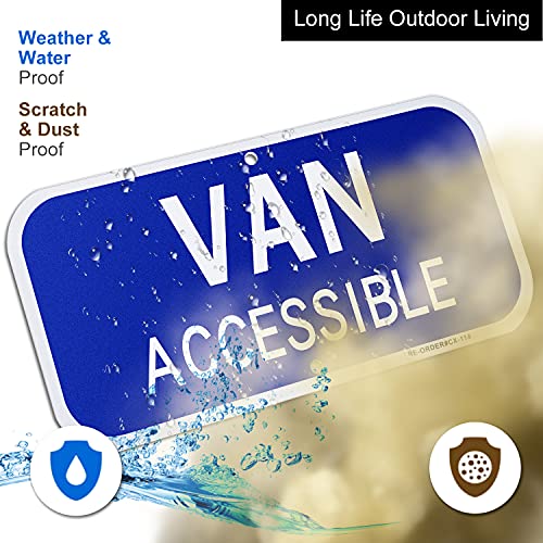 MUXYH Van Accessible Sign 2 Pack, Handicap Parking Sign, 6" x 12" Engineer Grade Reflective Aluminum, Waterproof, Easy to Mount