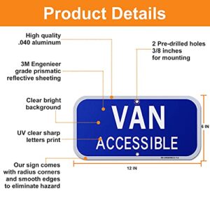 MUXYH Van Accessible Sign 2 Pack, Handicap Parking Sign, 6" x 12" Engineer Grade Reflective Aluminum, Waterproof, Easy to Mount