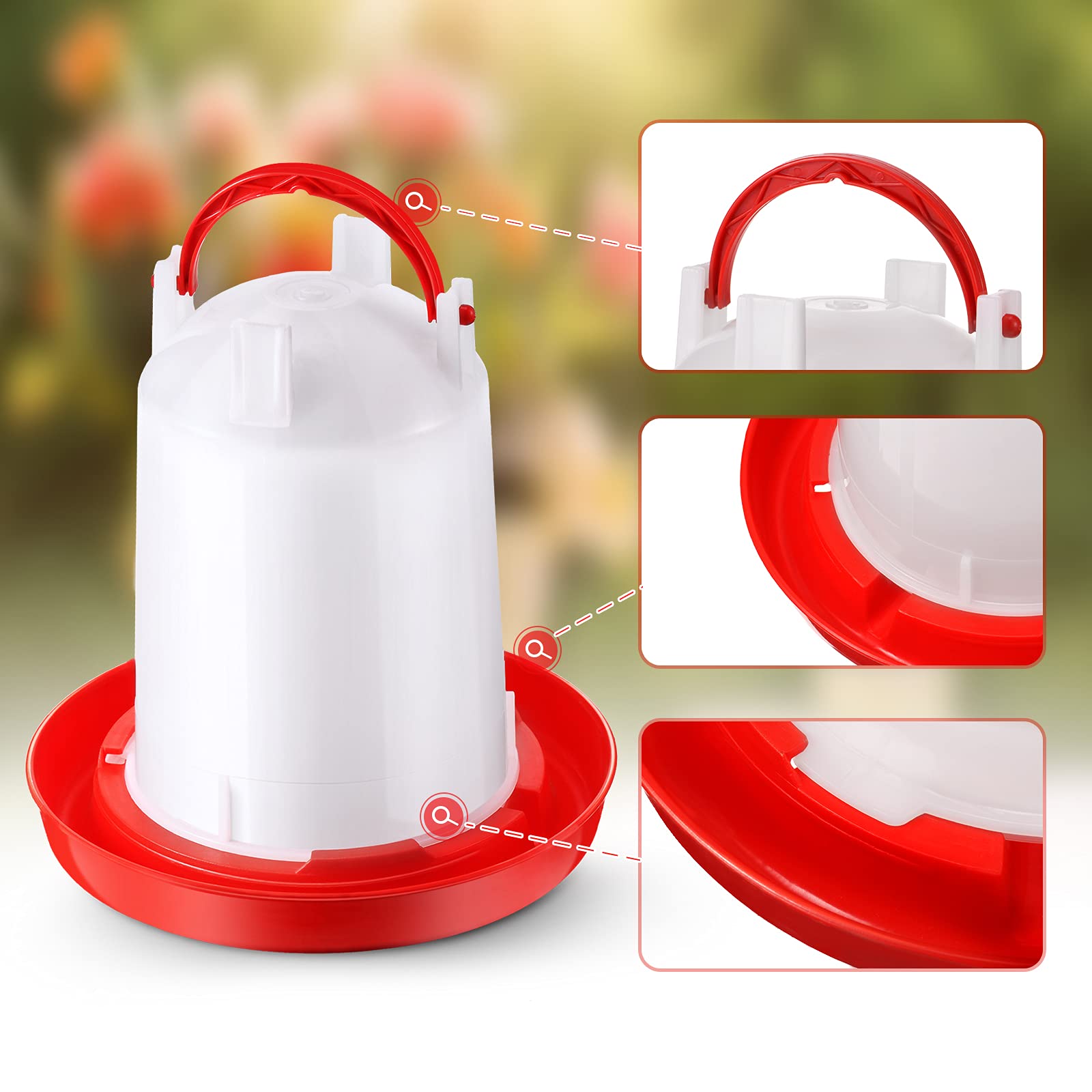 Chick Feeder and Waterer Kit Automatic Chicken Feeder 1.5L Plastic Hanging Poultry Waterer Food Feeder Set for Chicken, Quail, Hen, Duck for Farm and Coo(1.5 L, 1.5 KG)