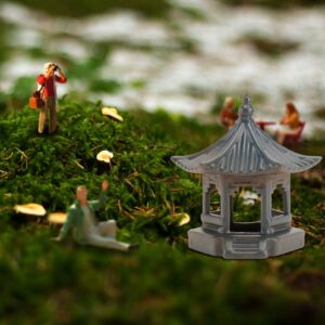 PRETYZOOM Mini Pagoda Statue Miniature Ceramic Pagoda Fairy Garden Accessories DIY Hexagon Pavilion Exotic Environments Micro Landscape Zen Garden Dollhouse Decoration