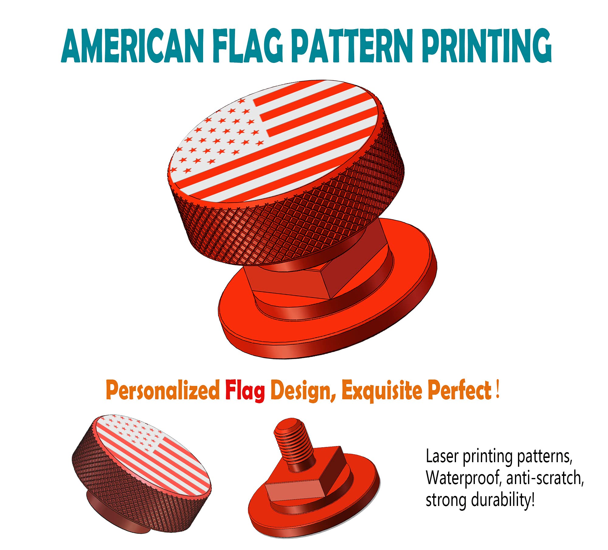 Welding Hood Helmet Pipeliner Fasteners-1Pair USA Flag Pattern Aluminum Helmet Pipeliner Headgear Replacement Parts Accessories Screws Flip Hood, Anti-rust