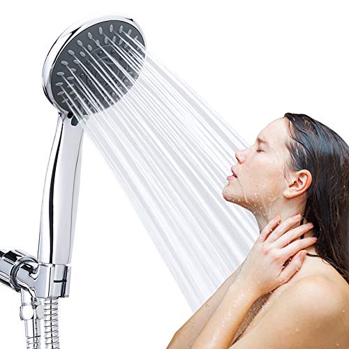 High Pressure Handheld Shower Head Briout 5-Settings Powerful Water Spray Shower Head against Low Pressure Water Flow with Stainless Hose and Adjustable Mount