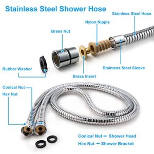 High Pressure Handheld Shower Head Briout 5-Settings Powerful Water Spray Shower Head against Low Pressure Water Flow with Stainless Hose and Adjustable Mount