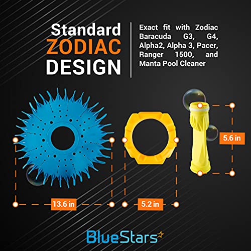 Pool Cleaner W70329 Finned Disc & W69698 Diaphragm & W70327 Foot Pad Kit Replacement Part by Blue Stars - Exact Fit for Zodiac Baracuda G2,G3 or G4, Ranger 1500 Models, etc.