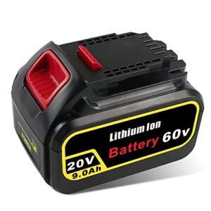 devrig replacement for dewalt 9.0ah flexvolt 20v/60v battery compatible with dewalt 20/60 volt max battery dcb606 dcb609 dcb612 dcb204 dcb206