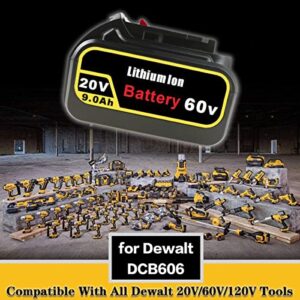 Devrig Replacement for Dewalt 9.0Ah Flexvolt 20V/60V Battery Compatible with Dewalt 20/60 Volt Max Battery DCB606 DCB609 DCB612 DCB204 DCB206