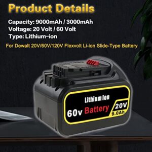 Devrig Replacement for Dewalt 9.0Ah Flexvolt 20V/60V Battery Compatible with Dewalt 20/60 Volt Max Battery DCB606 DCB609 DCB612 DCB204 DCB206