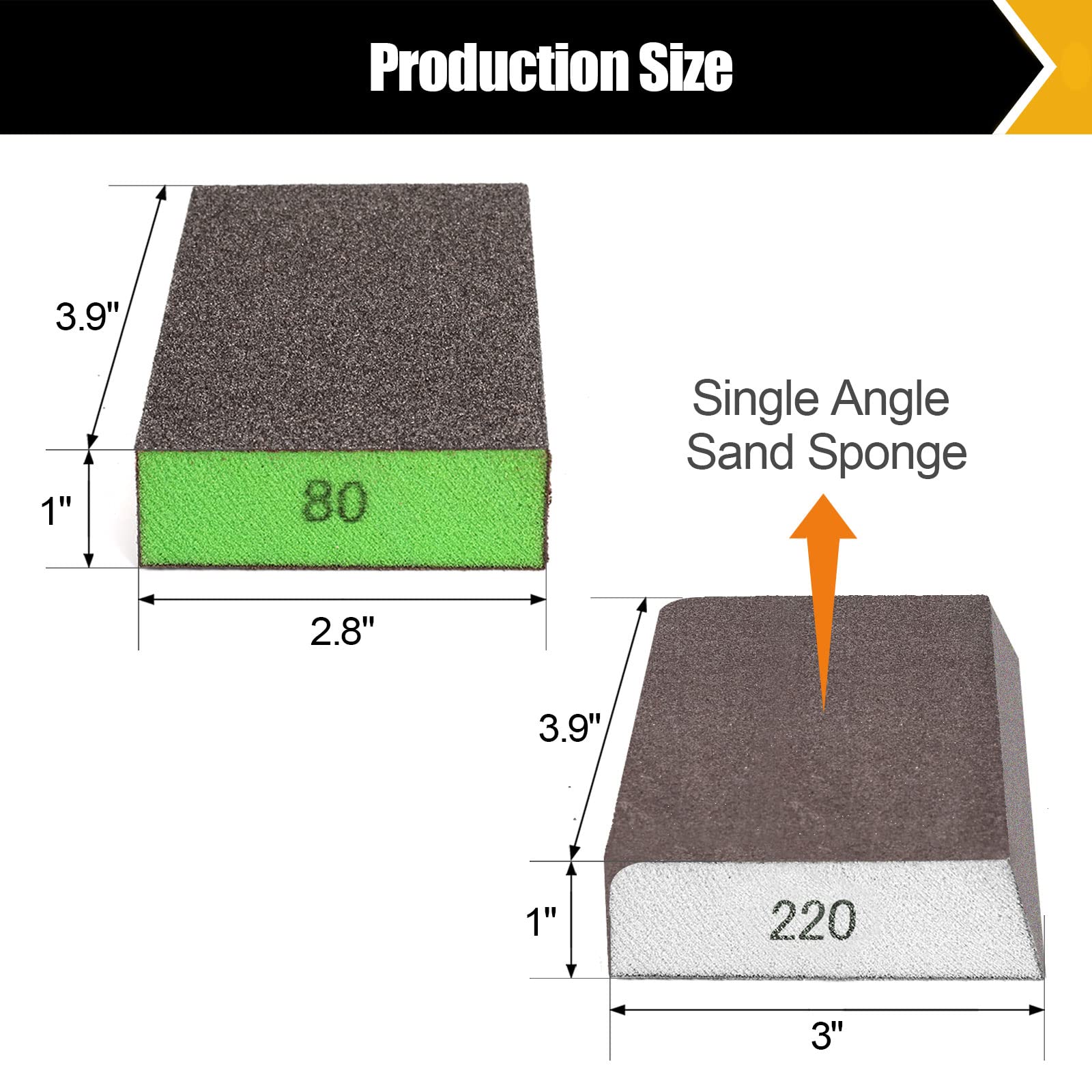 BOSHCRFAT 10 Pack Sanding Block, Washable and Reusable Sanding Sponge for Wood Drywall Metal Glasses Coarse/Medium/Fine/Superfine in 60/80/100/120/180/220 Grit Sandpaper Block Sand Paper Brick