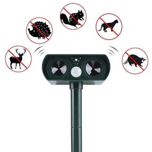 Ultrasonic Solar Animal Repellent, Pest Repeller, Solar Powered Waterproof Outdoor forrepelling Moles, Rats, Snakes