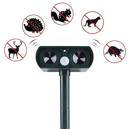 Ultrasonic Solar Animal Repellent, Pest Repeller, Solar Powered Waterproof Outdoor forrepelling Moles, Rats, Snakes