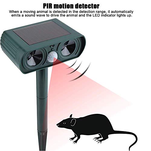 Ultrasonic Solar Animal Repellent, Pest Repeller, Solar Powered Waterproof Outdoor forrepelling Moles, Rats, Snakes