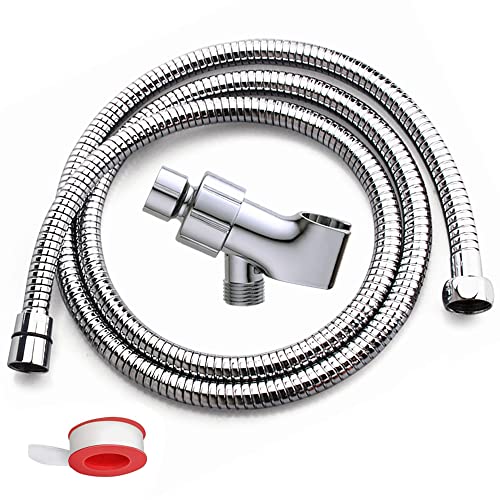 Shower Hose, 79 Inch Expandable Shower Hose Extra Long ，Bathing Toilet Cleaning, Adjustable Holder Mount and Stainless Steel Shower Hose for Handheld Shower Head, shower hose and holder, Chrome