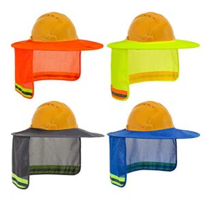 TCCFCCT Hard Hat Sun Shade, Full Brim Mesh Neck Sun Shield with Reflective Strip, High Visibility Sun Visor Neck Shade for Hard Hat Accessories, (Hard Hat Not Included), Grey, 2 Packs