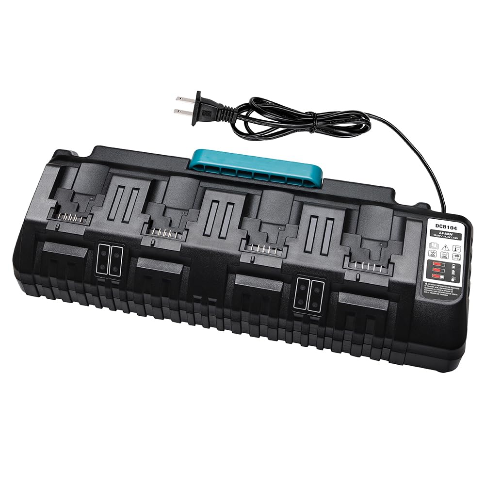 Compatible with Dwlt Charger DCB104, WaxPar 12A 4-Ports Fast Charger Compatible with Dwlt 12V/20V Max Li-ion Batteries DCB205-2 DCB204 DCB127 DCB609 Replacement DCB102BP DCB118 etc