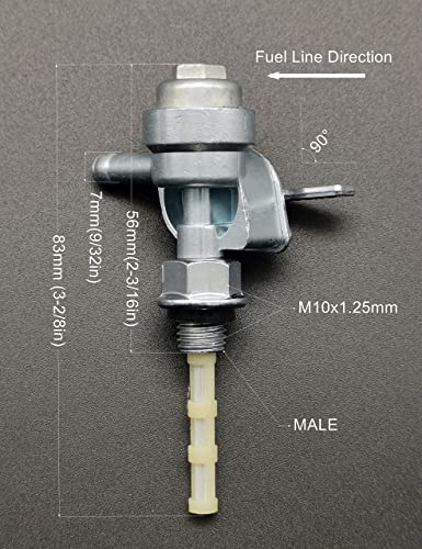 YAMAKATO Generator Petcock Fuel Tank Shut Off Valve Gas Switch 310574GS for Champion Generac 310573GS 193272GS 204743GS All Power Briggs and Stratton etc., M10X1.25mm