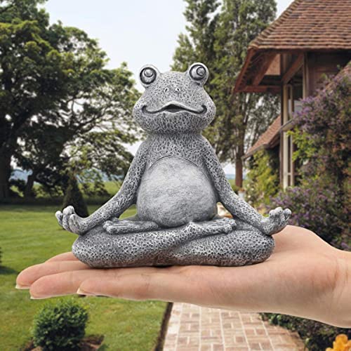 Nacome Meditating Frog Miniature Figurine,Zen Yoga Frog Garden Statue Ornament- Indoor/Outdoor Garden Sculpture for Fairy Garden,Home, Patio,Deck,Porch Yard Art Decoration,5 inch(Grey)