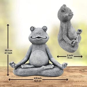 Nacome Meditating Frog Miniature Figurine,Zen Yoga Frog Garden Statue Ornament- Indoor/Outdoor Garden Sculpture for Fairy Garden,Home, Patio,Deck,Porch Yard Art Decoration,5 inch(Grey)