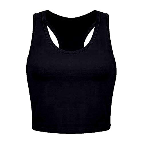 wodceeke 4 Pieces Basic Crop Tank Tops Sleeveless Racerback Crop Sport Top for Women Solid color yoga vest T-shirt (F Set, XXL)