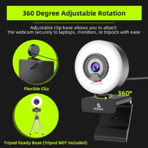 NexiGo N960E 1080P 60FPS Webcam with Light, Software Included, Fast AutoFocus, Built-in Privacy Cover, USB Web Camera, Dual Stereo Microphone, for Zoom Meeting Skype Teams Twitch