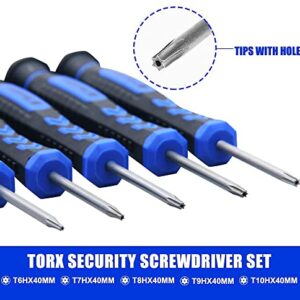 HengTianMei 14 in 1 Torx Screwdriver Set with T1 T2 T3 T4 T5 T6 T7 T8 T9 T10 Security Torx Bit & ESD Tweezers, Magnetic Screwdrivers Precision Repair Kit for Xbox, PS4,Macbook, Computer