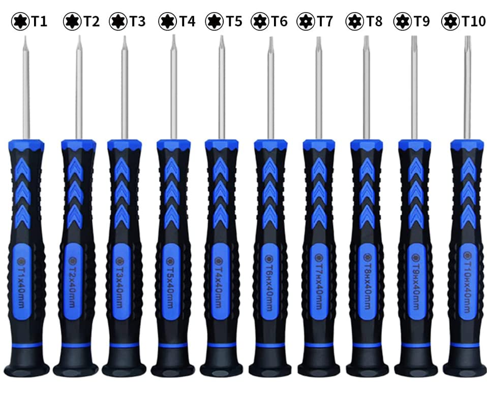 HengTianMei 14 in 1 Torx Screwdriver Set with T1 T2 T3 T4 T5 T6 T7 T8 T9 T10 Security Torx Bit & ESD Tweezers, Magnetic Screwdrivers Precision Repair Kit for Xbox, PS4,Macbook, Computer