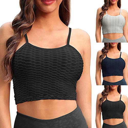 wodceeke Women's Honeycomb Breathable Lightweight Yoga Vest Solid Color Sling Tank Tops Summer Sweatshirt (Gray, M)