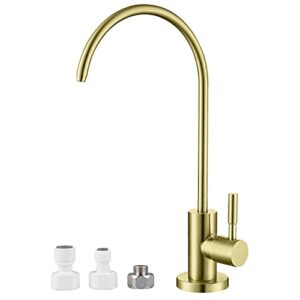 miaohui reverse osmosis faucet, drinking water faucet fits non-air gap water filtration systems, modern ro faucet kitchen filtered water faucet, lead-free, stainless steel (brushed gold)