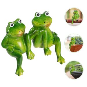 Hemoton 1 Pair Frog Ornaments Frog Sculpture Frog Garden Statute Frog Figurine Statue Model Couple Frog Figurine Outdoor Playset Decoraciones para Salas De Casa Household Resin Lawn Lovers