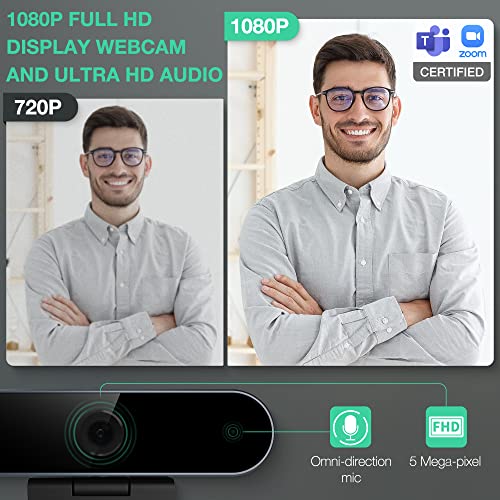 Yealink UVC20 Webcam 1080P Full HD Camera with Microphone Conference Room Camera System with Teams Zoom and Skype for Business Certified Ultra HD Audio and Video with Smart Light Lens Cap for Meeting