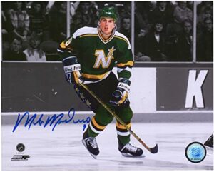 mike modano dallas stars autographed 8" x 10" minnesota north stars skating photograph - autographed nhl photos