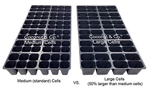 COCONUT & CO. Large Cells, Seed Starter Trays, 2 Flats; (96 Cells), 10 Plant Labels and Quick Start Guide, Stage 1 (24 Trays; 4-Cells Per Tray) Made in USA