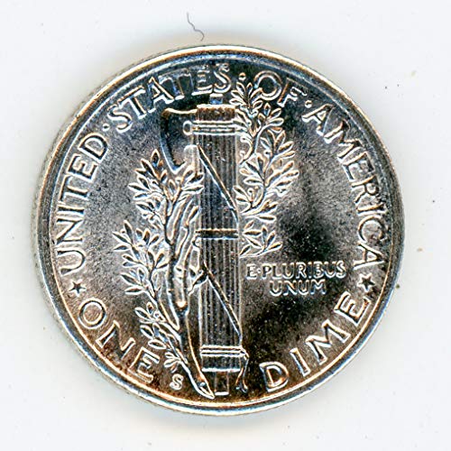 1943 S Mercury FS-511 Trumpet Tail Dime MS-63