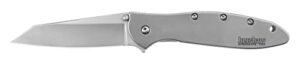 kershaw random leek, 3 inch sandvik 14c28n stainless steel blade, speedsafe opening, reverse tanto, 1660r,silver