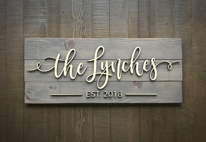 Custom Wood Sign Personalized Handmade Wedding Gift Wood Wall Art Personalized Sign Last Name Sign Established Sign Wooden Signs Bridal Shower Gift Anniversary Gift