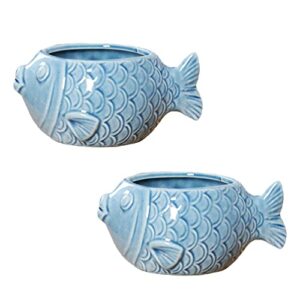 cabilock 2pcs doodle fish flower pot house plants desk decor plant pots indoor dining table decor indoor planter indoor plants rustic decor outdoor planter ceramics succulent plant desktop