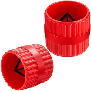 2 pieces red inner-outer reamer pipe and tube deburring reamer tubing chamfer tool for pvc/ppr/copper/brass/aluminum tubes(3/16-inch to 1-1/4-inch)