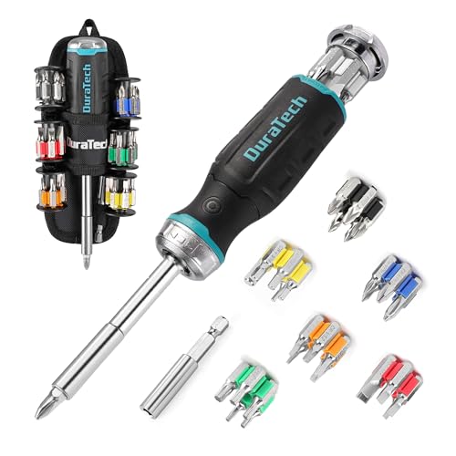 DURATECH Multi-bit Ratcheting Screwdriver, 38-Piece Magnetic Screw Drivers with Bits Storage Handle, Slotted/Philips/Pozi/Torx/Hex/Square