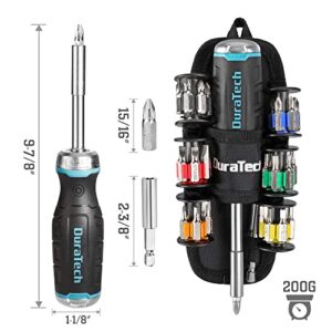 DURATECH Multi-bit Ratcheting Screwdriver, 38-Piece Magnetic Screw Drivers with Bits Storage Handle, Slotted/Philips/Pozi/Torx/Hex/Square