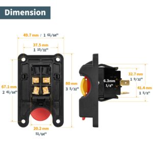 POWERTEC 71649 Table Saw Switch Replacement, Compatible with Ryobi & Craftsman, Dual Voltage 120V/230V Safety Locking Switch for Band Saw, Drill Press, Router Table, Dust Collectors