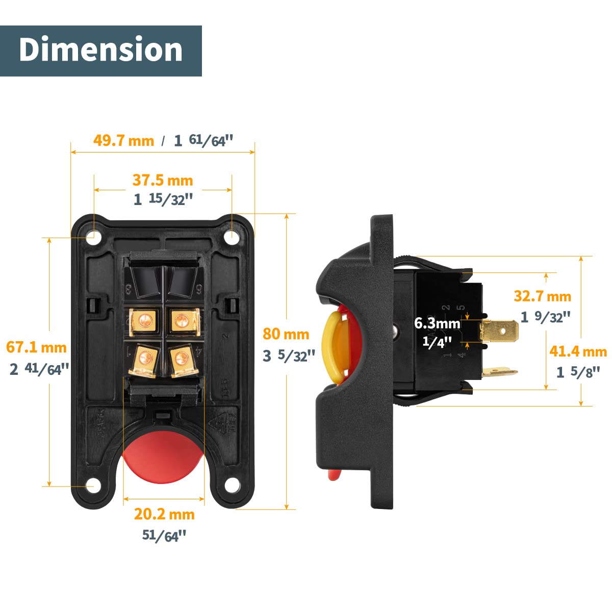 POWERTEC 71649 Table Saw Switch Replacement, Compatible with Ryobi & Craftsman, Dual Voltage 120V/230V Safety Locking Switch for Band Saw, Drill Press, Router Table, Dust Collectors