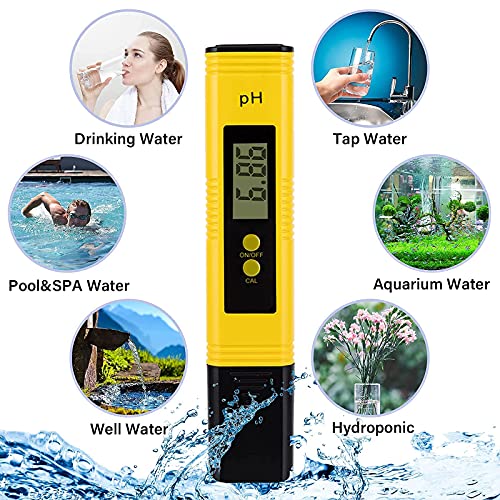 Digital pH Meter, ±0.01 High Accuracy Water Quality Tester Pen with 0-14 pH Measurement Range,for Household Drinking Water, Swimming Pool,Aquarium and Fishpond Water,pH Tester Design with ATC